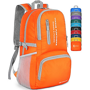 ZOMAKE Lightweight Packable Backpack - 35L Light Foldable Hiking Backpacks Water Resistant Collapsible Daypack for Travel(Orange)