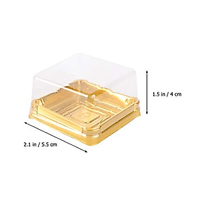 Chocolate Covered 50pcs Golden Mini Cake Boxes Clear Cake Box Macaron Boxes Square Dessert Boxes Moon Cake Box Packaging 5. 5 X 5. 5 X 4cm/ 2. 16 X 2. 16 X 1. 57inch Cupcake Boxes