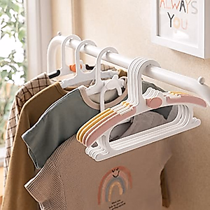Baby Hangers for Closet Nursery Clothes, Pack of 20 Extendable Laundry Hanger for Newborn Clothing, with Space Saving Hooks & a Hanger Organizer, Adjustable Children Coat Hanger, Yellow