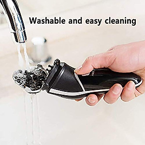 MAX-T Men's Electric Shaver - Corded and Cordless Rechargeable 3D Rotary Shaver Razor for Men with Pop-up Sideburn Trimmer Wet and Dry Painless 100-240V Black