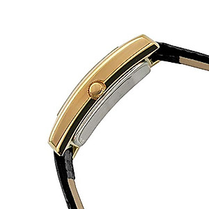 Peugeot Women's Classic 14Kt Gold Plated Watch, Rectangular Tank Shape Case with Leather Band and Easy to Read Dial