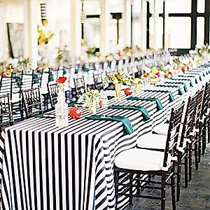JInSEY 3 Pack Plastic Black White Stripe Tablecloths 54" x 108" Striped Table Cloth Cover Disposable Rectangle Tablecloth for Parties Holiday Party Picnic Decoration