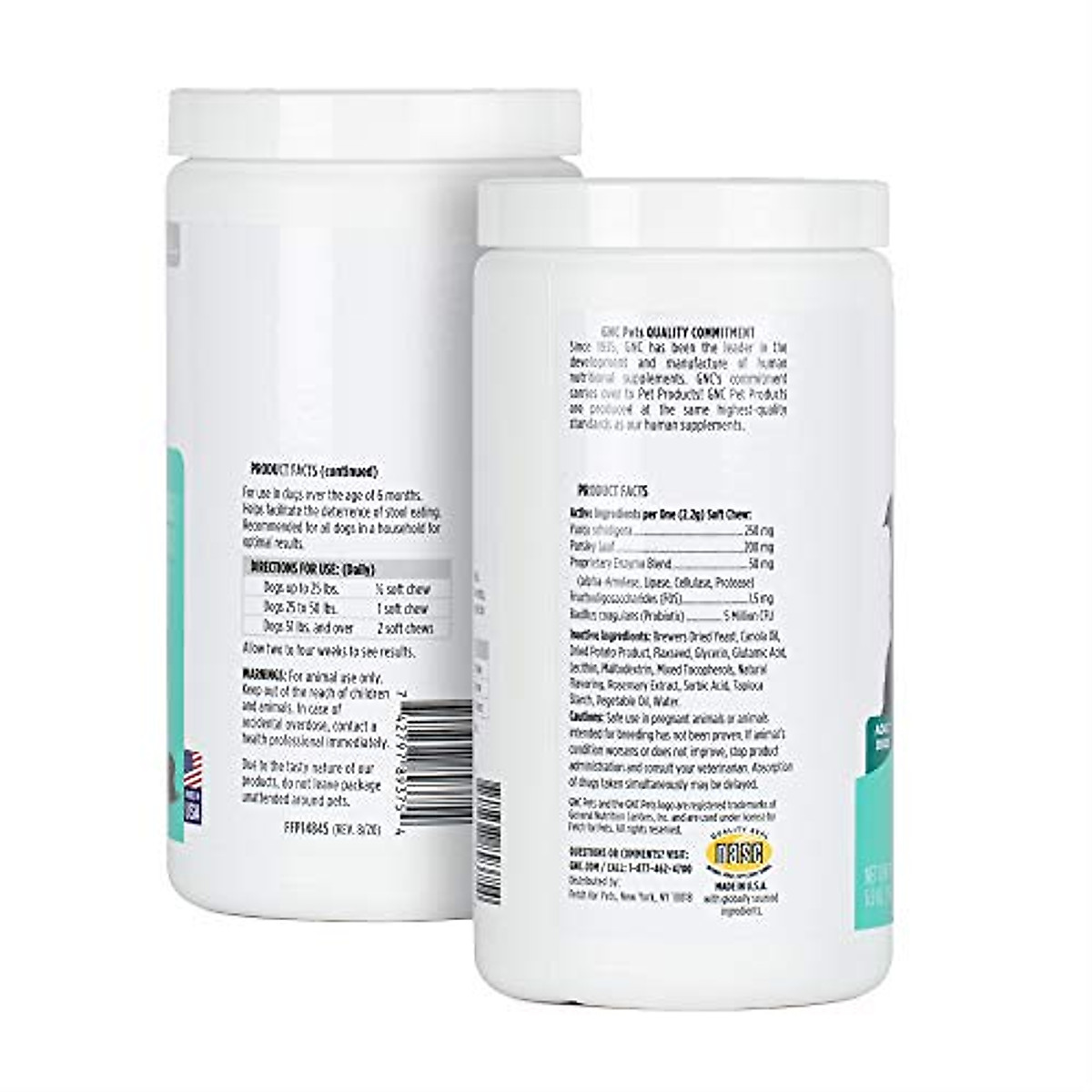 GNC Pets ADVANCED Coprophagia Dog Supplements | 90 Ct Dog Poop Eating Deterrent Soft Chews for Dogs in Chicken Flavor | Dog Supplement With Yucca Schidigera, Digestive Enzymes, and Probiotics