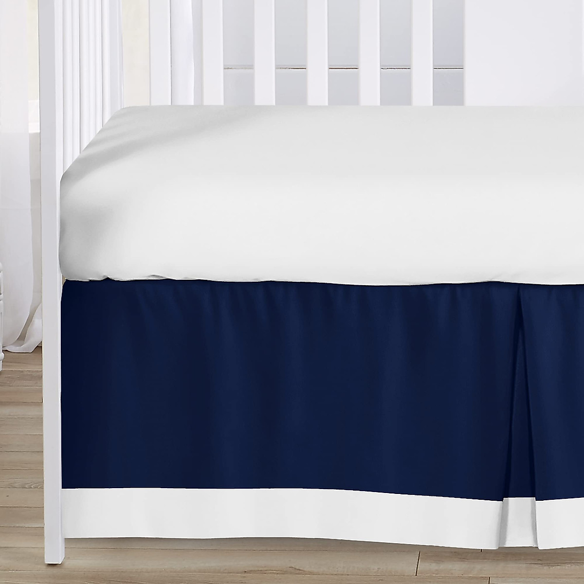 Sweet Jojo Designs Navy and Grey Stripe Baby Boy Girl Nursery Crib Bedding Set - 4 pieces - Blue, Gray and White Gender Neutral