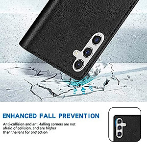 ZZXX Samsung Galaxy A14 5G Wallet Case with [RFID Blocking] Card Slot Stand Strong Magnetic Leather Flip Fold Protective Phone Case for Samsung Galaxy A14 5G Case Wallet(Black-6.6 inch)