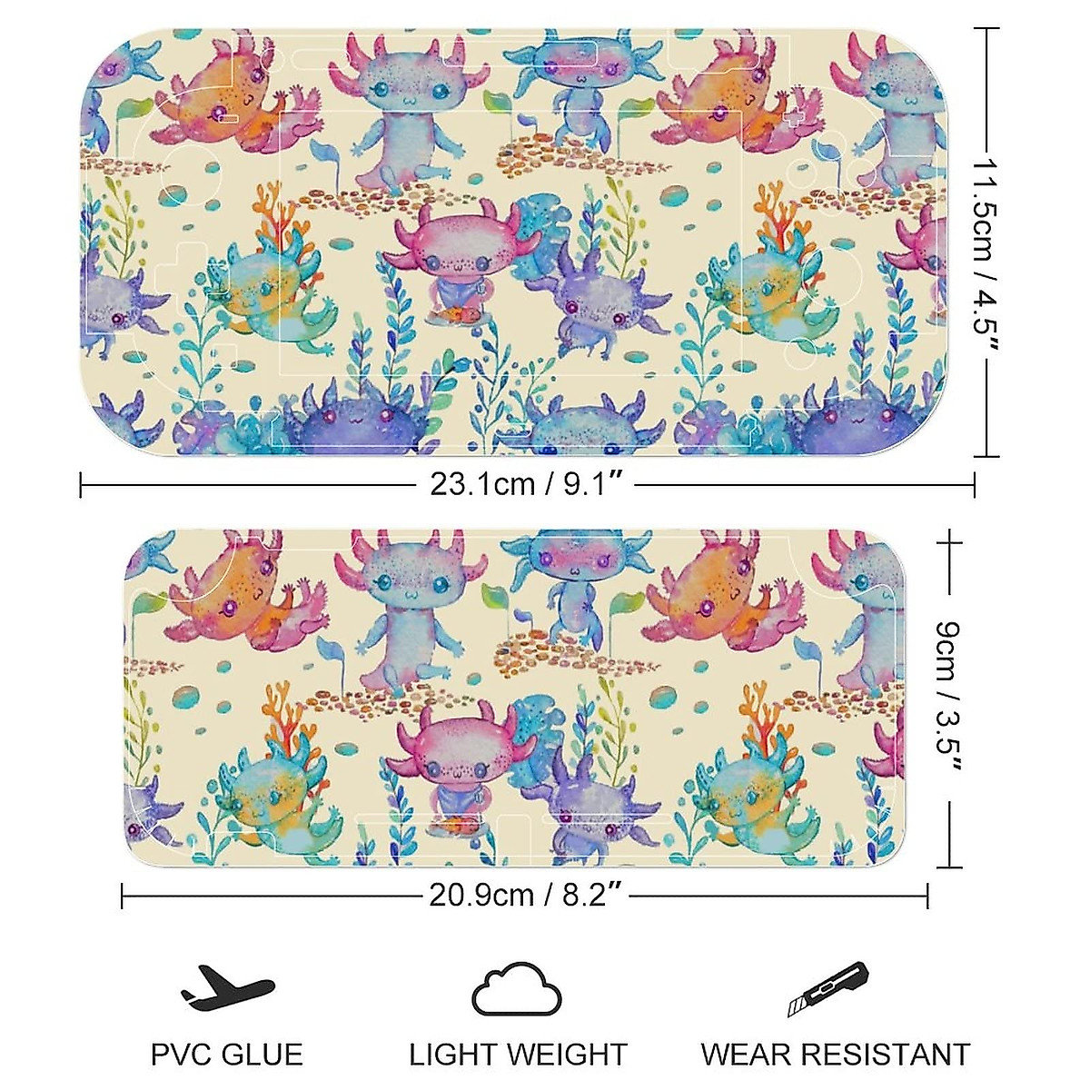Watercolor Cute Axolotl Stickers Protective Film Sticker Personalized Full Wrap Sticker Compatible with Nintendo Switch