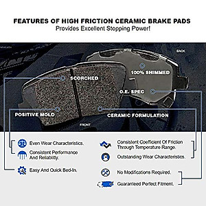 PowerSport Rear Brakes and Rotors Kit |Rear Brake Pads| Brake Rotors and Pads| Ceramic Brake Pads and Rotors |fits 2007-2010 Mini Cooper