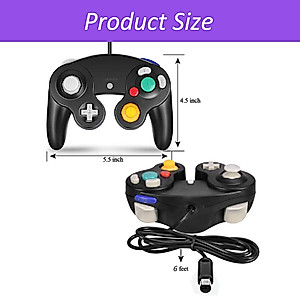 Edorco 4 Pack Gamecube Controller Bundle with 4 Extension Cords and a 4-Port Adapter for Nintendo Wii U/Switch/PC(Red and Blue)