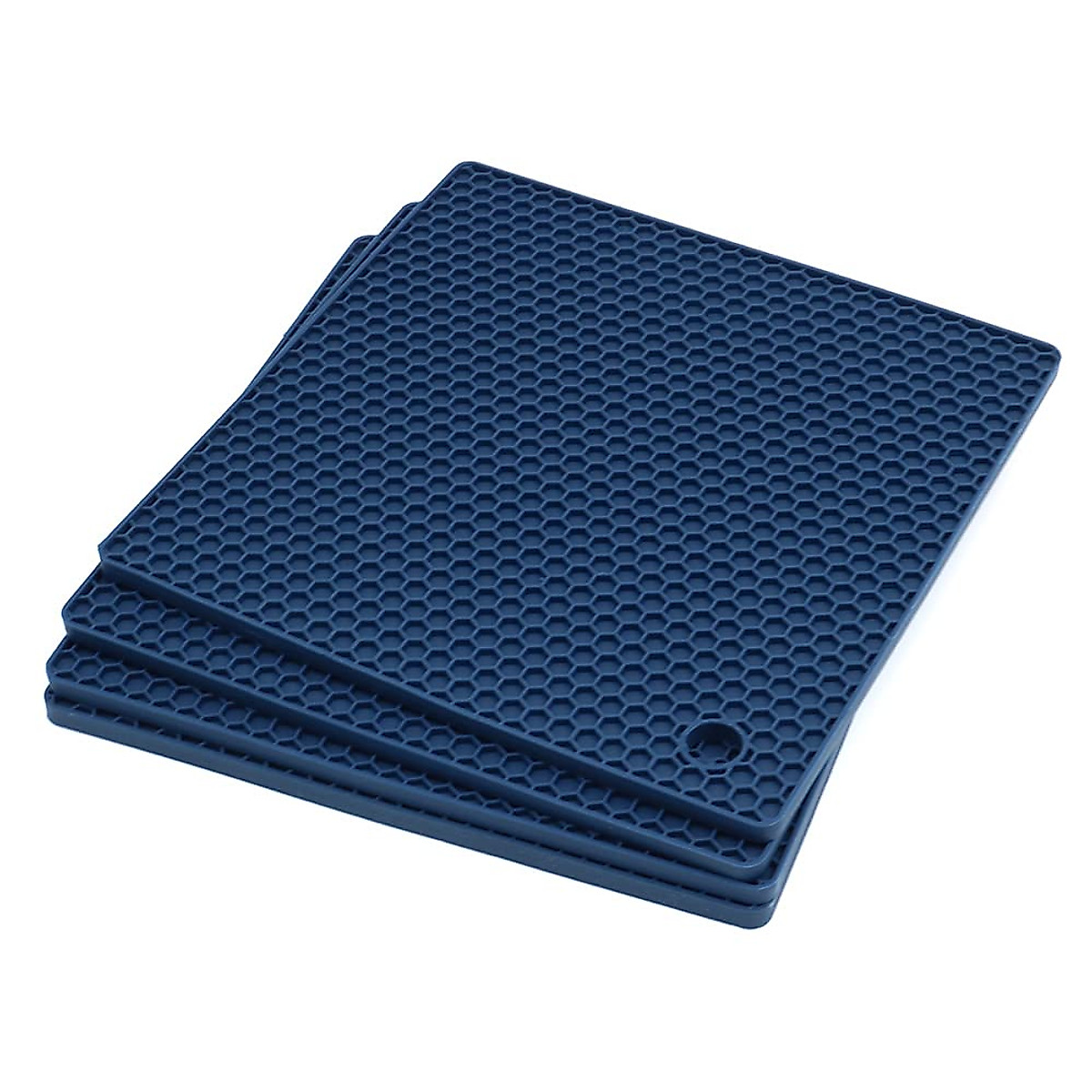 Alnicov Set of 4 Silicone Pot Holders Multi-Purpose Hot Pads,Non Slip Flexible Durable Heat Resistant for Table Kitchen Navy Blue