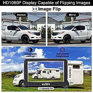 AMTIFO Wireless Backup Camera HD 1080P Car Truck Bluetooth Rear View 4.3 Inch Monitor System License Plate Back Cam Super Night Vision Digital Stable Signal A18