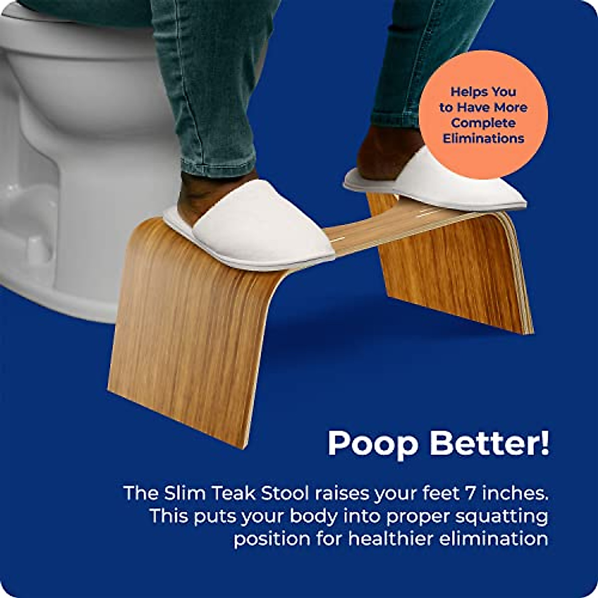 Squatty Potty The Original Bathroom Toilet Stool - Slim Teak Finish, 7 inch Height