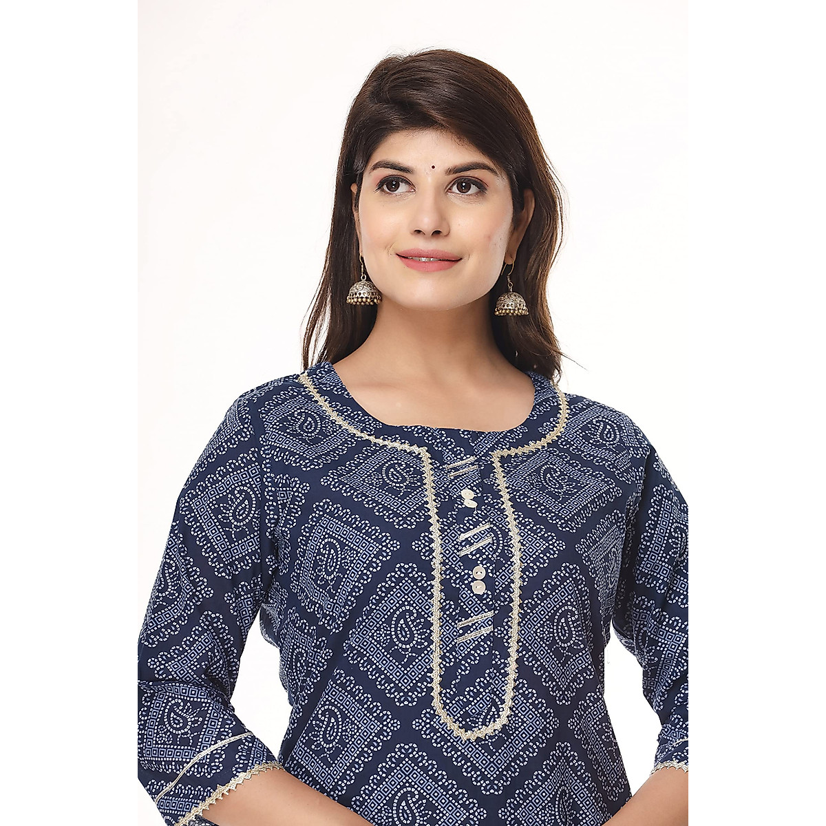 Vihaan Impex Indian Blue Kurti for Women Set with White Pant