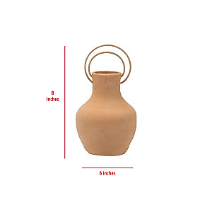 Foreside Home and Garden Natural Terracotta Decorative Metal Deco Handle Vase Large