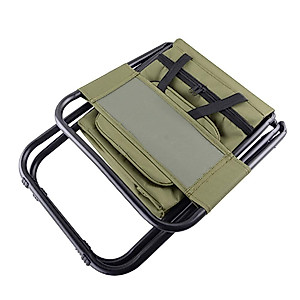 Kingmodern Portable Lightweight Camping Chair Outdoor Small Stool Folding Waterproof Oxford Fabric Backrest Chair Hold up 13 L Cooler Bags Suitable for Fishing,Hiking,Picnic,Travel BBQ(ArmyGreen)
