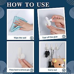 Yulejo Plastic Adhesive Hooks Adhesive White Hooks Wall Hangers Door Hooks for Hanging Towels, Jackets, Kitchenware and Light Strip (20)