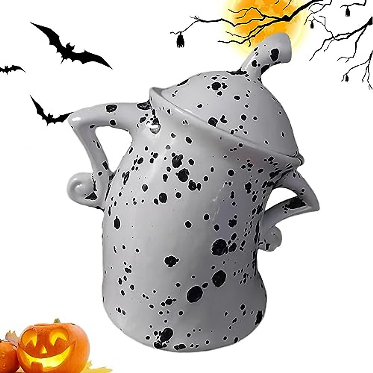 KALKIAM Canister With Attitude | Large Ceramics Jar with Lid | Cute Food Storage Jar with Airtight Lid for Kitchen | Perfect for Coffee Tea Sugar Spices and Halloween Decorations