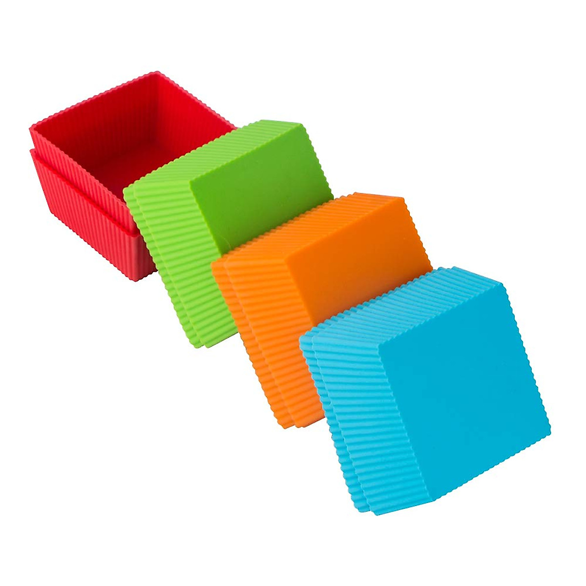 Webake 3.5 Inch Jumbo Baking Cups Reusable Silicone Square Cupcake Liners Non-stick Muffin Brownie Cake Mold (Pack of 8)