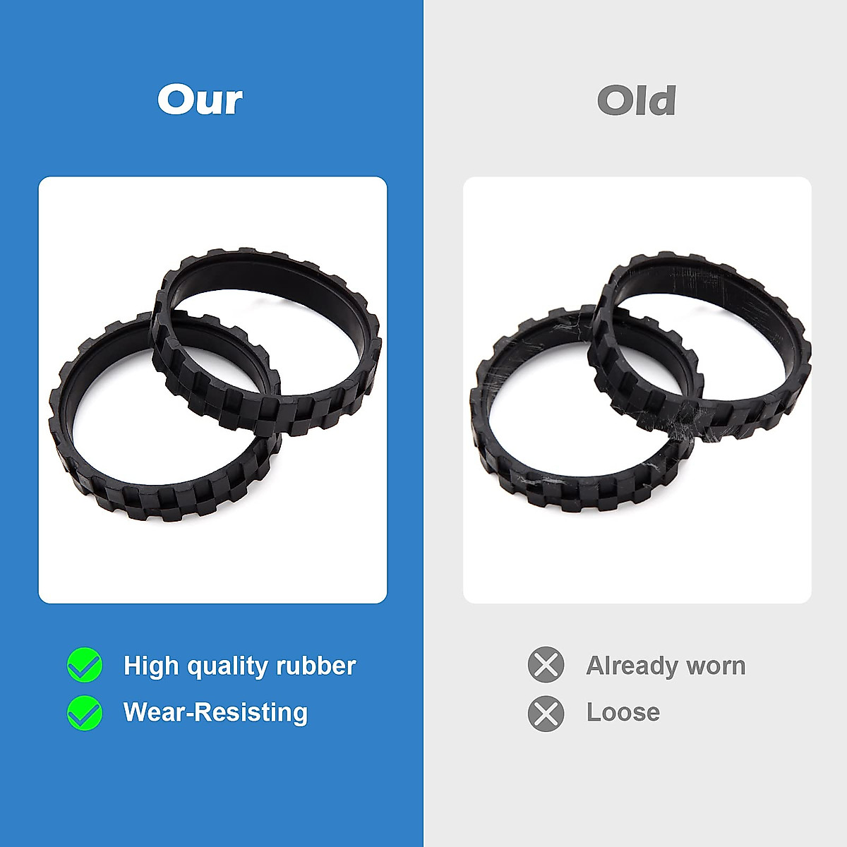 Abeskch Replacement Tire Compatible with IRobot Roomba Wheels Series 500, 600, 700, 800, 900 and I3, I6, I7, E5, E6, J9 Non-slip, high wear resistance Tire for irobot roomba wheel replacement (2 Pack)