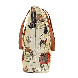 Signare Tapestry Shoulder Bag Tote Bag for Women with Horse Design (SHOU-HOR)