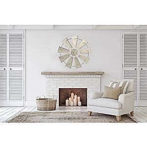 Glitzhome 22" Farmhouse Galvanized Windmill Wall Sculpture Home Decor Rustic Metal Rustic Wall Art Decoration, Silver