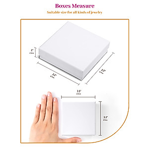 MESHA Cardboard Jewelry Gift Boxes for shipping, Glossy Small Gift boxes for Necklace Ring Bracelet Earring Cotton Filled Jewlery Box with Lids, White 3.5x3.5x1 Inch, 20 Pieces