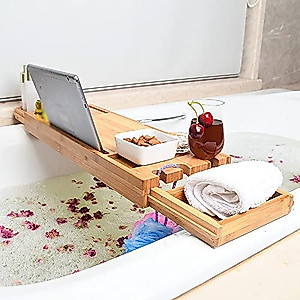 LIUYUNQI Bathtub Tray Extendable with Bath Tray Spa Caddy Organizer Tablet Holder Reading Rack Bathroom Accessories