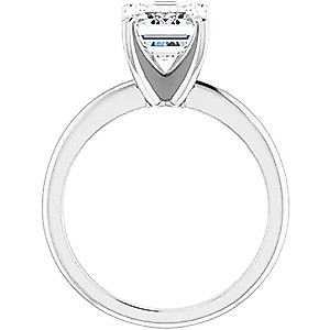 Moissanite World Minimalist Round Diamond Engagement Ring, Emerald Cut 3.00CT, Colorless Moissanite Ring, 925 Sterling Silver, Solitaire Engagement Ring, Wedding Ring, (5.5)
