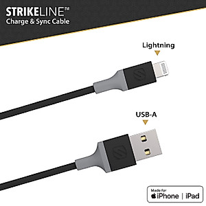 Scosche i34BY-SP Strikeline MFI Certified Sync Charging Cable for Lightning Devices, 4 Feet, Gray/Space Gray