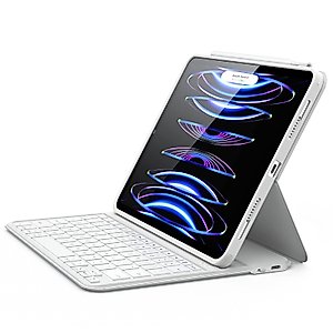 ESR iPad Keyboard Case for iPad Pro 11 inch (1st, 2nd, 3rd, 4th Generation) and iPad Air (4th, 5th Generation), iPad Magnetic Detachable Keyboard Case, Multi Adjustable Mode, Light and Portable, White