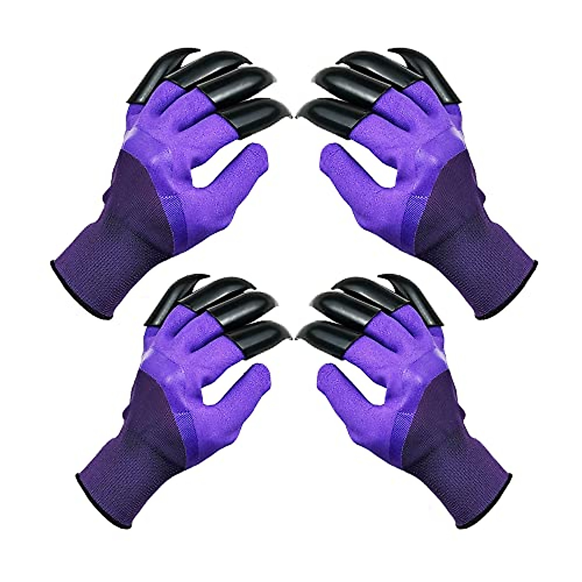 DCCPAA Garden Gloves with Claws 2 Pairs（Two Hands with Claws for Digging, Planting, Weeding, Seeding-Waterproof, Best Gardening Gifts for Men and Women-Purple