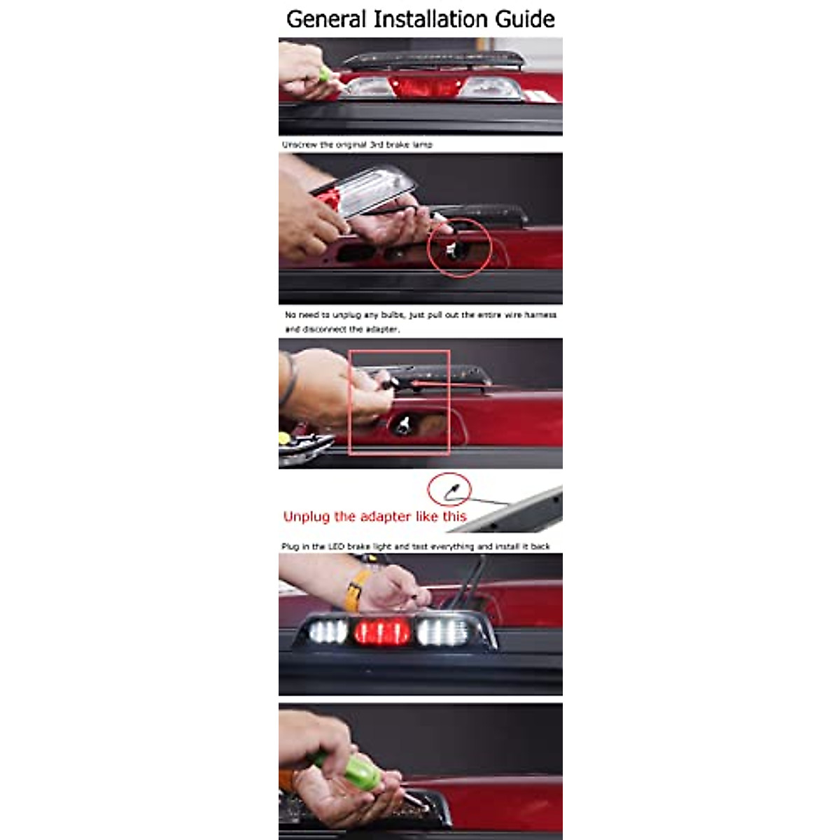 iJDMTOY Smoked Lens Raptor_Style 3-Dot LED High Mount Third Brake Light Kit Compatible With Ford 2015-2020 F-150, 2017-up F-250 F-350, 2019-up Ranger, 2022-up Maverick (Excluding Raptor)