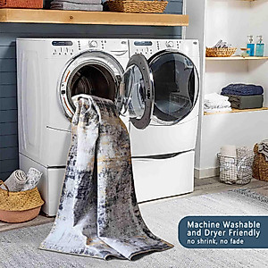 vivorug Washable Rug, Ultra Soft Area Rug 8x10, Non Slip Abstract Rug Foldable, Stain Resistant Rugs for Living Room Bedroom, Modern Fuzzy Rug (Yellow, 8'x10')