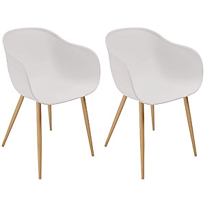 Arm Modern Chairs with Metal Legs for Living, Bedroom, Kitchen, Dining,Lounge Waiting Room, Restaurants, Cafes, Set of 2…