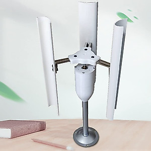 KinHall Wind Turbine Vertical Axis Wind Turbine Model Three-Phase Permanent Magnet Generator DIY, 12v Vertical Axis Wind Turbine Teaching Model