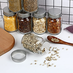 Mcupper 30 Pack 4oz Glass Mason Spice Jars Bottles, Empty Round Containers with Silver Airtight Metal Caps and Pour/Sift Shaker Lid