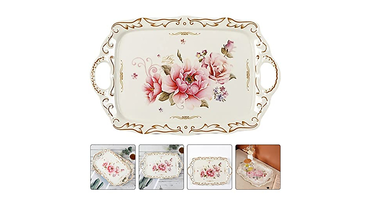 Hemoton Vintage Melamine Snack Tray – Elegant Design