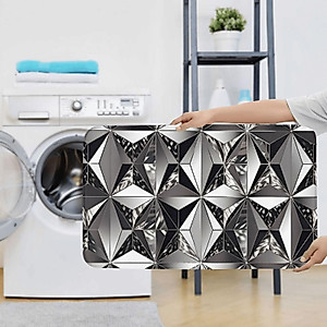 Dwrepo 3 Piece Bathroom Rug Flannel Absorbent Non-Slip Bath Mat Diamond Pattern Print Washable Floor Mat Ultra Soft U-Shaped Contour Mat for Toilet Lid Cover Bathroom Bedroom Tub 31.5 X 20 in