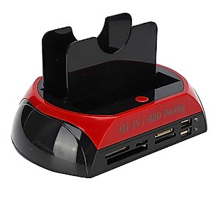 Linel Hard Drive Docking Station-2.5 /3.5 Inch SATA IDE HDD Dual Slots Hard Drive Enclosure Hard Drive Dock with All in One Hard Drive Reader USB 2.0 Hub Us Plug