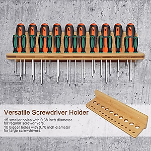 Wokyy Screwdriver Rack Wall Mount, Wood Pliers Holder, Hammer Rack, Wooden Tool Storage Organizer for Garage Workshop - 3 Pack