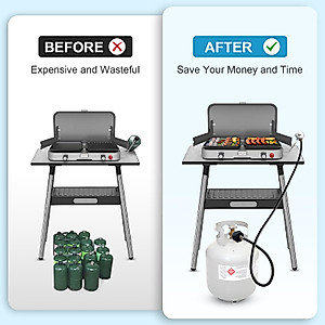 Kohree 6FT Propane Hose Adapter 1lb to 20lb, Propane Tank Hose for Buddy Heaters, QCC1/Type1 Propane Hose Connect to 1lb Appliance to 20lb Tank for Weber Q Gas Grill, Coleman Camping Stove