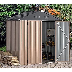 U-MAX 6 x 4FT Outdoor Storage Shed, Lockable Bike Shed,Garden Shed &Tool Shed for Backyard, Patio, Lawn