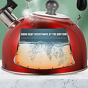 MAXBUS Whistling Tea Kettle Stainless Steel Stovetop Tea Pot Hot Water Fast to Boil Teapot with Anti- Hot Handle Tea Boiler Hot Water Kettle for Tea Coffee Red (Color : Red)