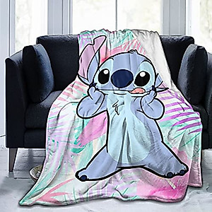 Stitch Blanket Stitch Gifts for Girls Stitch Throw Blanket for Kids Women Adults Cartoon Flannel Fleece Blankets for Couch Bed Sofa 40"x50"