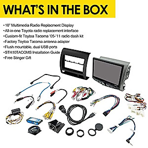 Stinger 10” Stereo Replacement Kit for Toyota Tacoma (2005-2011) with Android Auto, Apple CarPlay, Bluetooth, GPS Navigation, Dual USB Includes Complete Dash Kit Interface (STH10TACOM)