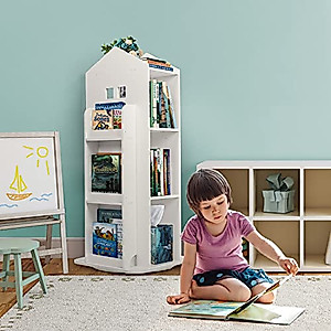 Nisorpa Rotating Bookshelf 360 Display Floor Standing Bookcase Spinning Shelf Storage Rack Freestanding Storage Organizer Holder Book Rack for Kids&Adults Multi-Functional Bookshelf Organizer