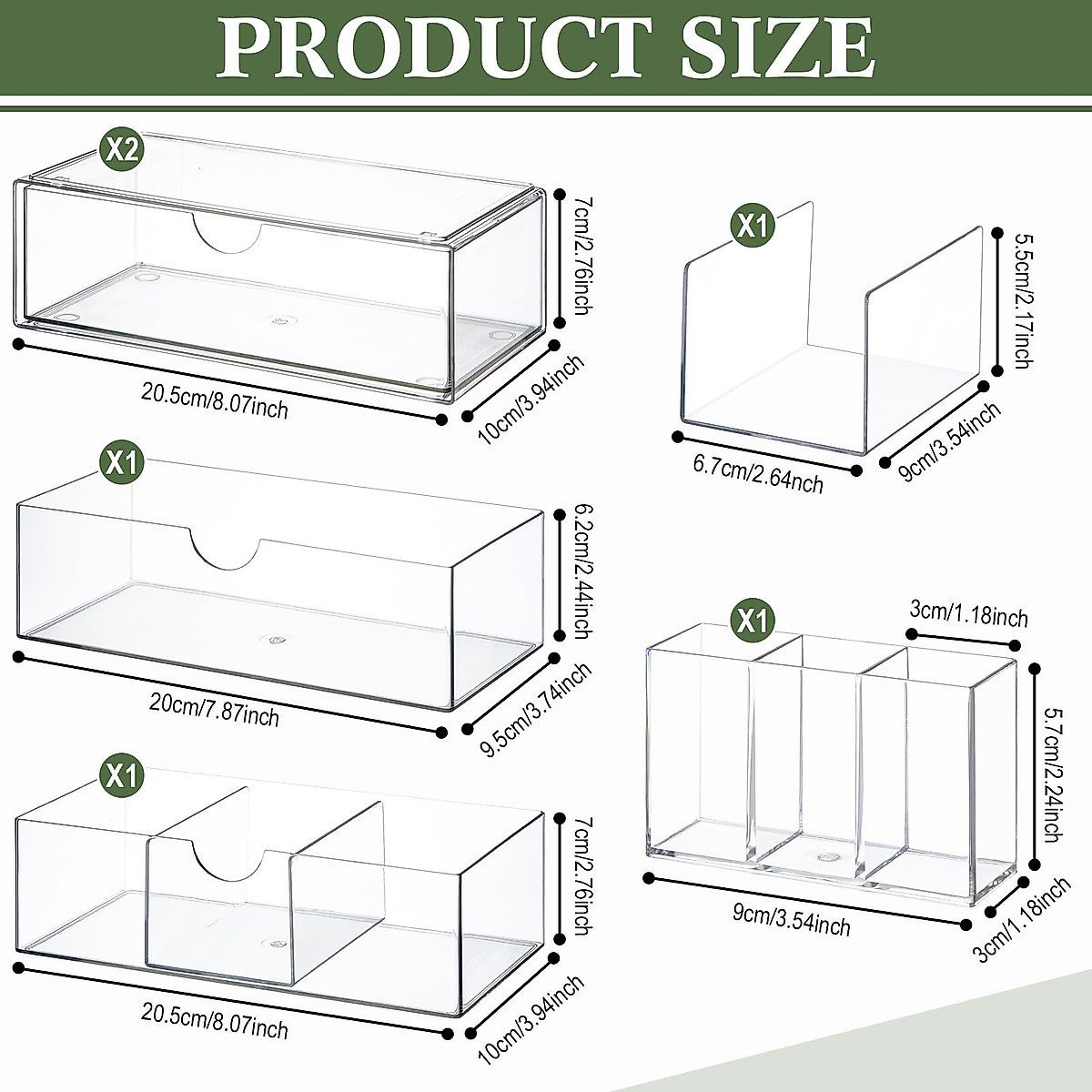 CroBlissful Medicine Cabinet Organizer 4 Tier Stackable Makeup Organizer Tray with 2 Drawers 2 Storage Box 1 Lip Gloss Holders and 1 Movable Partition for Bathroom Cabinet Wall Vanity