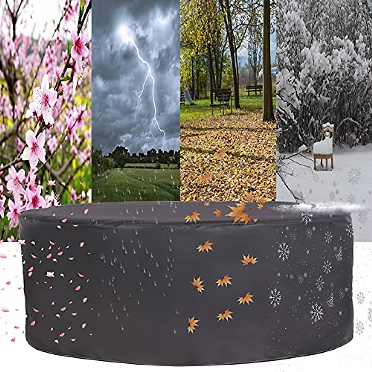 BAOFI Garden Furniture Covers Waterproof 24x24in, Patio Furniture Cover Round, Table Covers 420D Oxford Fabric Windproof Dust Proof Rip Proof for Outdoor Dining Table and Chairs