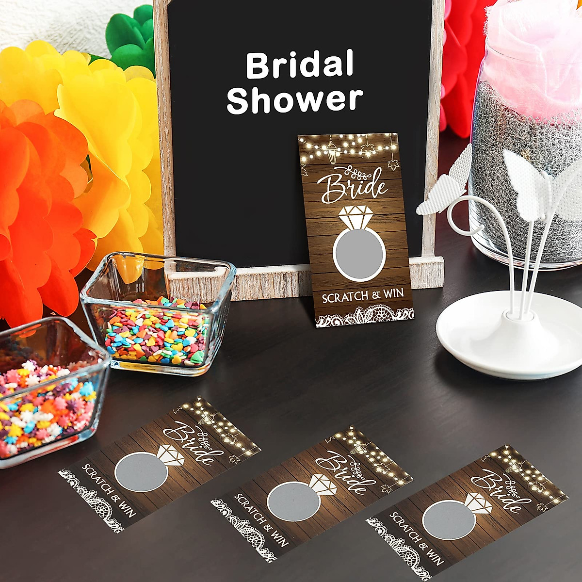 60 Sheets Rustic Bridal Shower Scratch off Game Wedding Games, Bridal Shower Scratch off Cards, Scratch off Winner Tickets Lottery Raffle Tickets Wedding Shower Ideas for Guest Party Favors Prize Gift