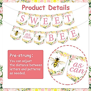 Sweet As Can Bee Banner Pink Bee Baby Shower Decorations for Girl Pre-Strung Honey Bee Banner for Bumble Bee Baby Shower Bridal Shower Sweet As Can Bee Birthday Party Decorations