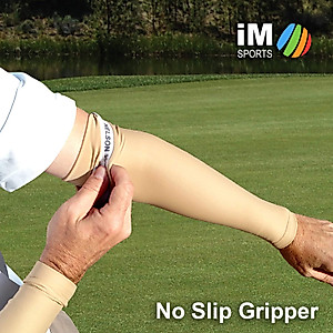 iM Sports LONG DRIVER Golf Sun Sleeves + Blocks 98% UV + Compression + Made in USA - White - Medium/Large - Pair